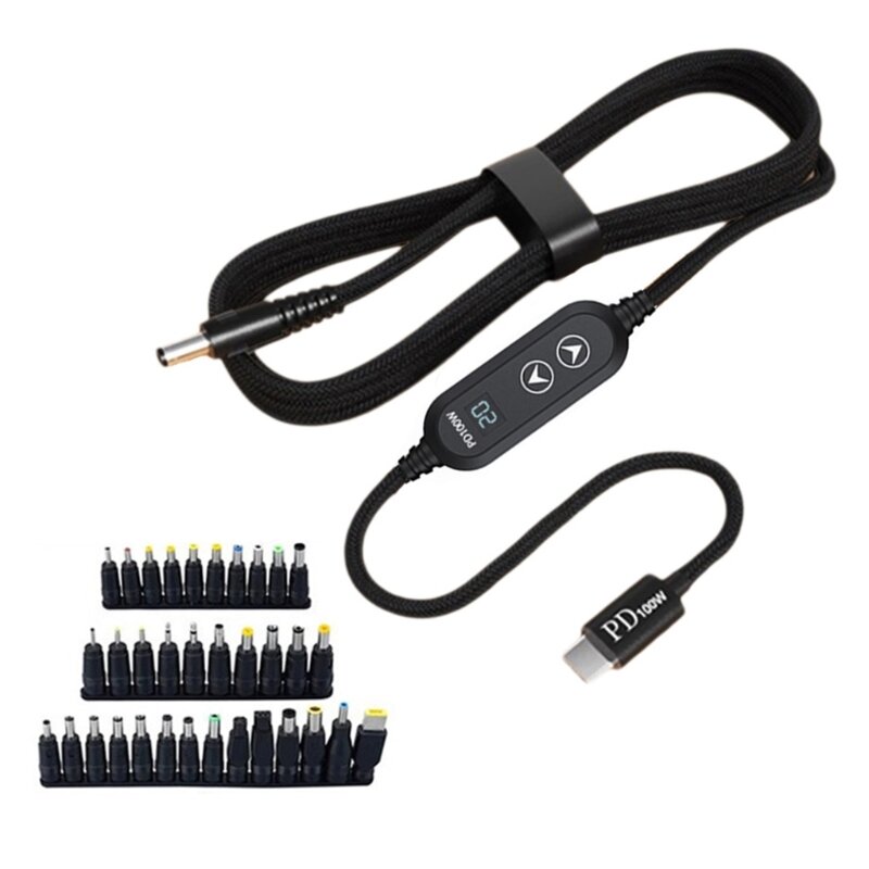 Источник питания USB C DC5,5 мм, 100 Вт, с несколькими выходами 5 В/12 В/15 В/19 В/20 В, шнур питания USB для прямого подключения, 34 адаптера для ноутбуков