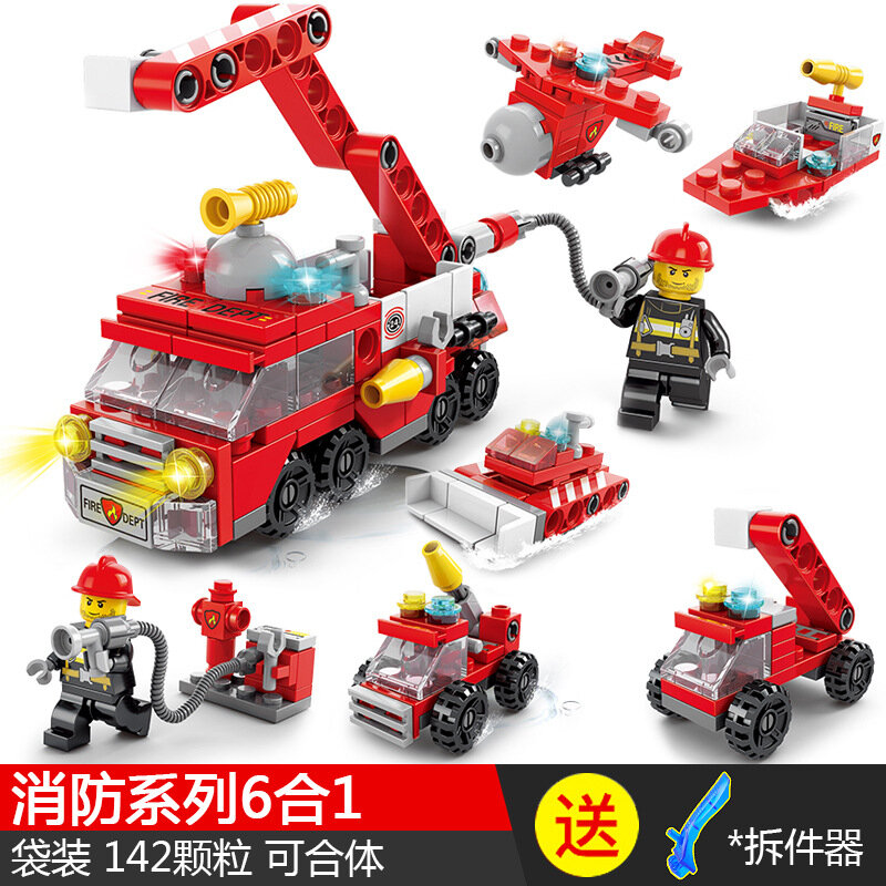 Строительные блоки, детские сборочные игрушки, головоломки, мелкие частицы, городская машина, мальчик, дешевая простая головоломка