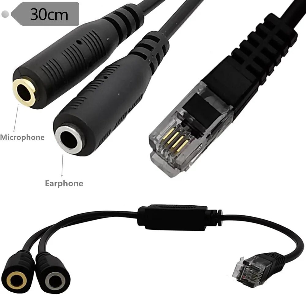 Pro Headset Телефонный кабель Dual 3.5mm Jack - RJ9 Male переходник конвертер.