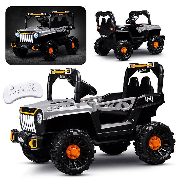 Электромобиль Oubaoloon Джип, детский, аккумуляторный, одноместный, серый 518