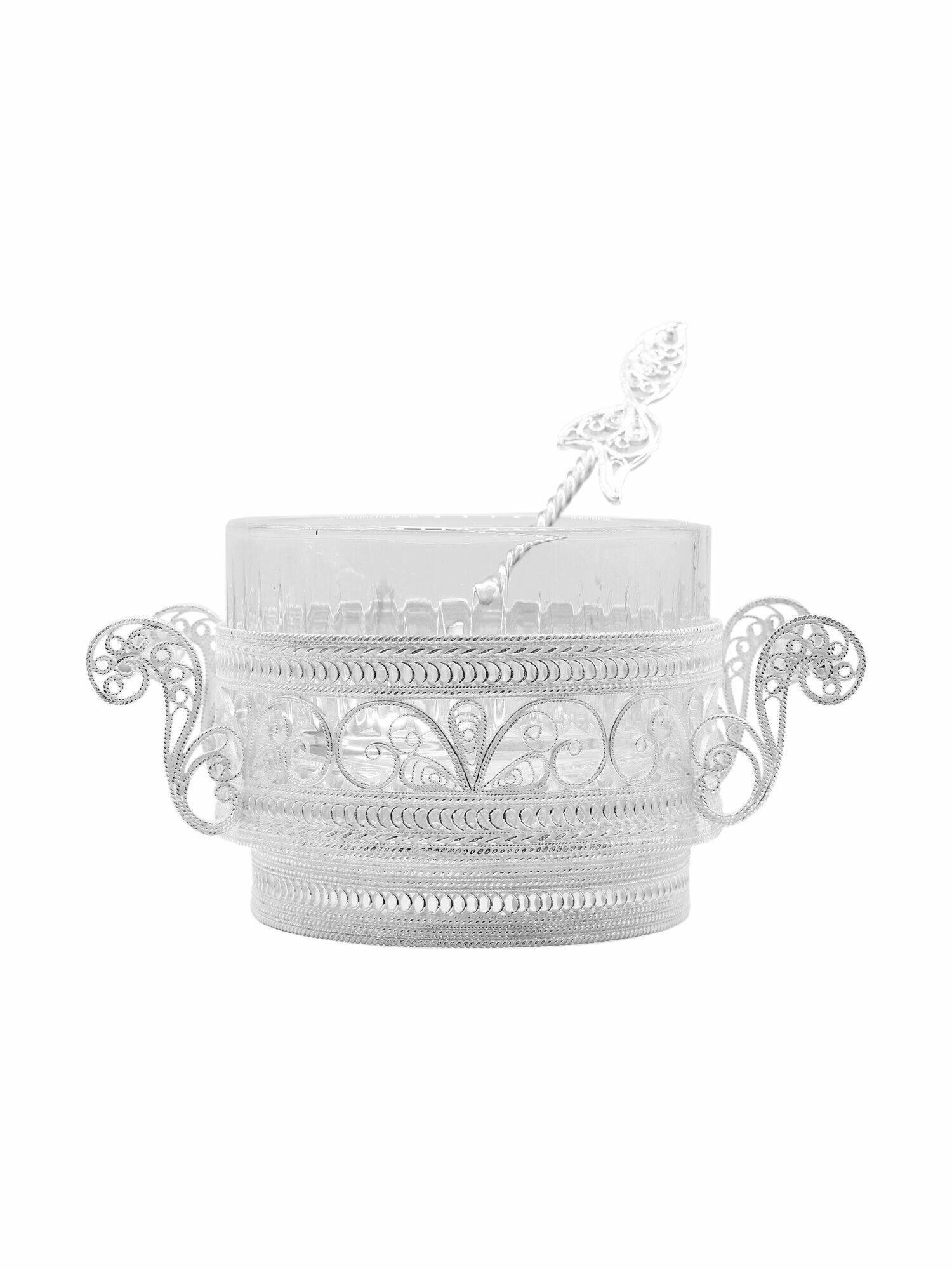 Икорница Изящная, посеребрение, казаковская филигрань (29111)