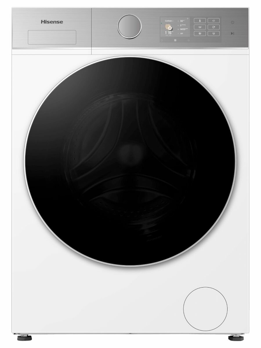 Стирально-сушильная машина Hisense WD5I8043BWF1, 8/5 кг, 1400 об/мин, 18 программ, инверторный мотор, функция пара, Wi-Fi управление, белый