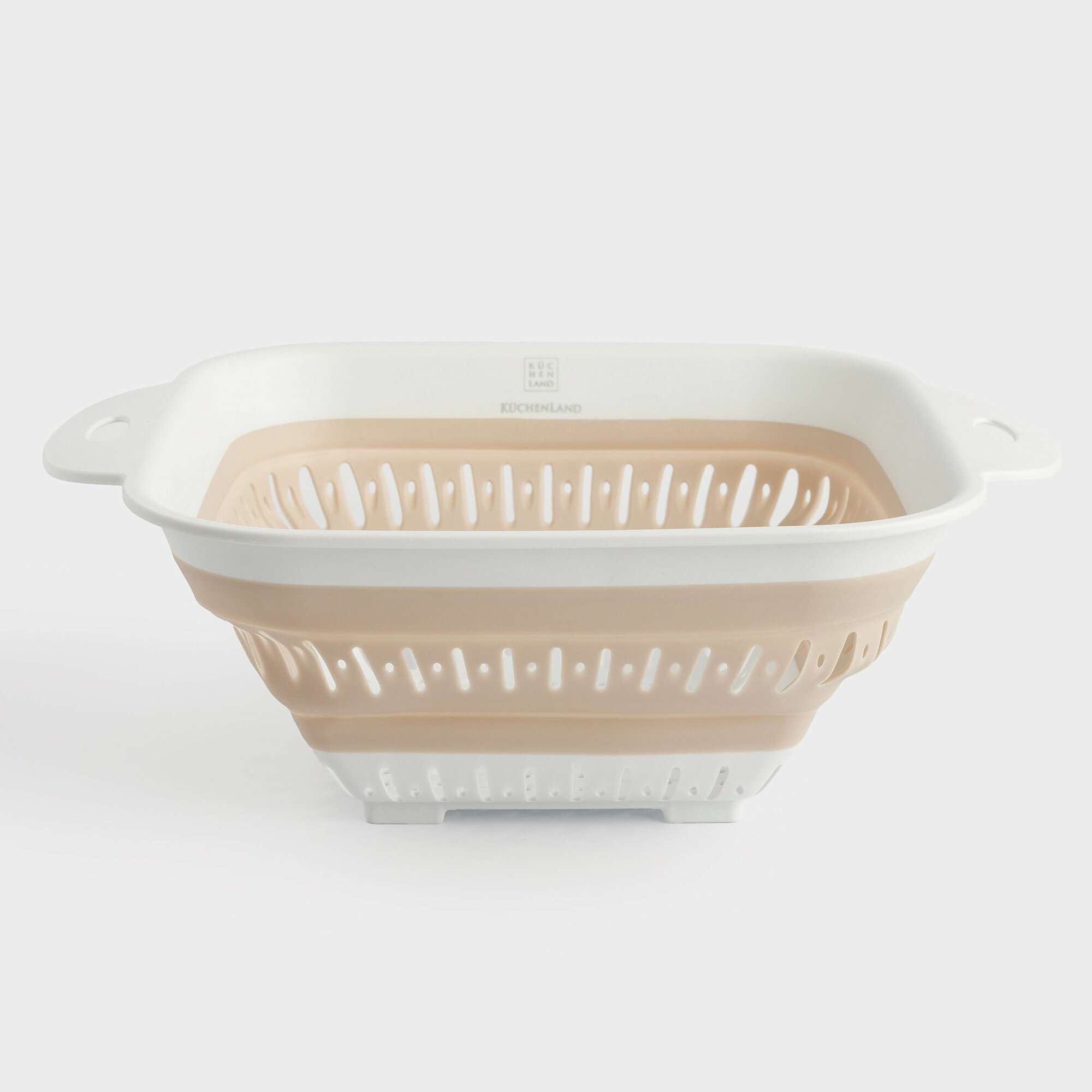 Дуршлаг, 22х22 см, складной, пластик/резина, квадратный, бежевый, Foldaway