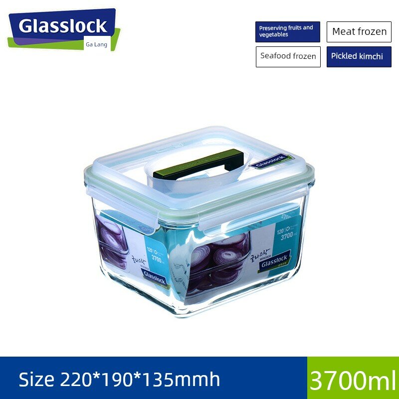 Glasslock 3700ml Контейнер для хранения пищи с розовой уплотнительной кольцом, герметичный, без BPA