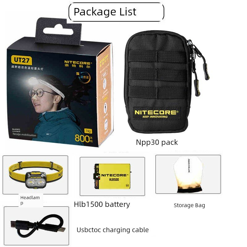 NITECORE UT27 Черная фара с чехлом NPP30 для походов