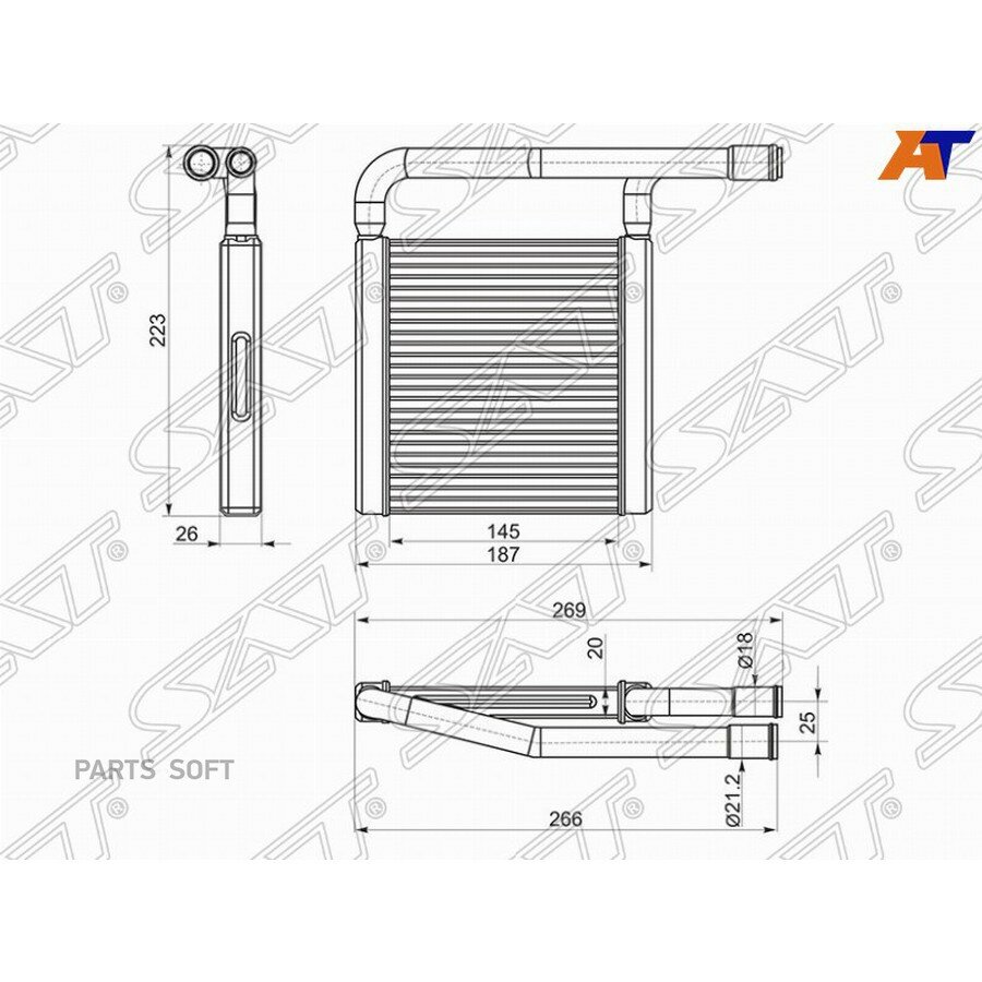 Радиатор отопителя салона LADA GRANTA 10-KALINA 1 от официального дистрибьютора, SAT, артикул STLD013950