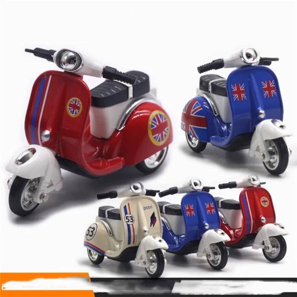 Модель мотоцикла Vespa, металл/пластик, белый/красный/синий, 1:18, коллекционная, от 3 лет — фото 1