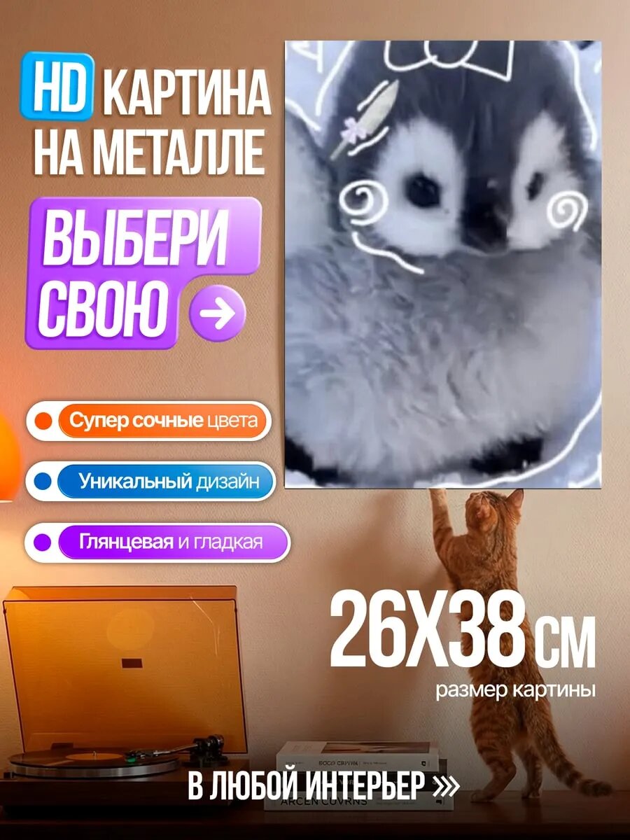 Картина на HD металле Птенец пингвина в снегу