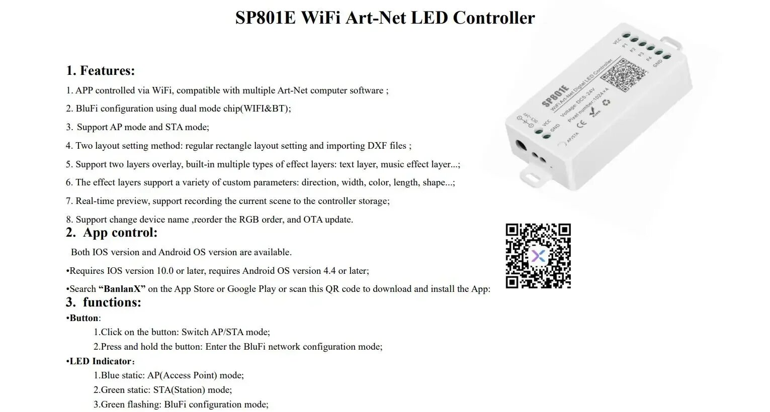 Taslauk SP801E WiFi RGB Контроллер — фото 1