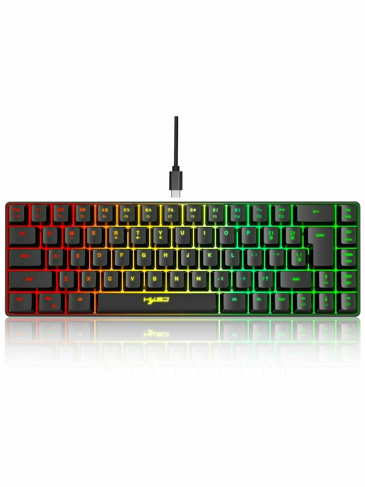 Mini RGB 60% Gaming Keyboard, 68 Keys Small Compact USB Wired Rainbow Light Up Backlit Gaming Keyboard for Laptop GamerMini RGB 60% Gaming Keyboard, 68 Keys Small Compact USB Wired Rainbow Light Up Backlit Gaming Keyboard for Laptop Gamer