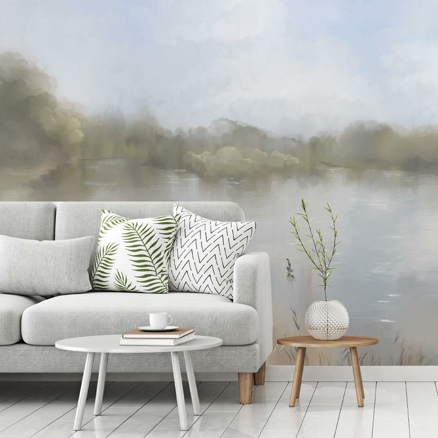 Фотообои Утро на озере 13-1098-M-Флок 270 x 300 см (ВхШ) Бесшовные, флизелиновые, влагостойкие обои