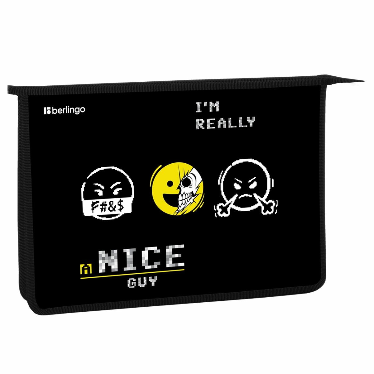 Папка для тетрадей на молнии, 1 отделение, А4 Berlingo "I'm really a nice guy" 340*245*40 мм, пластик