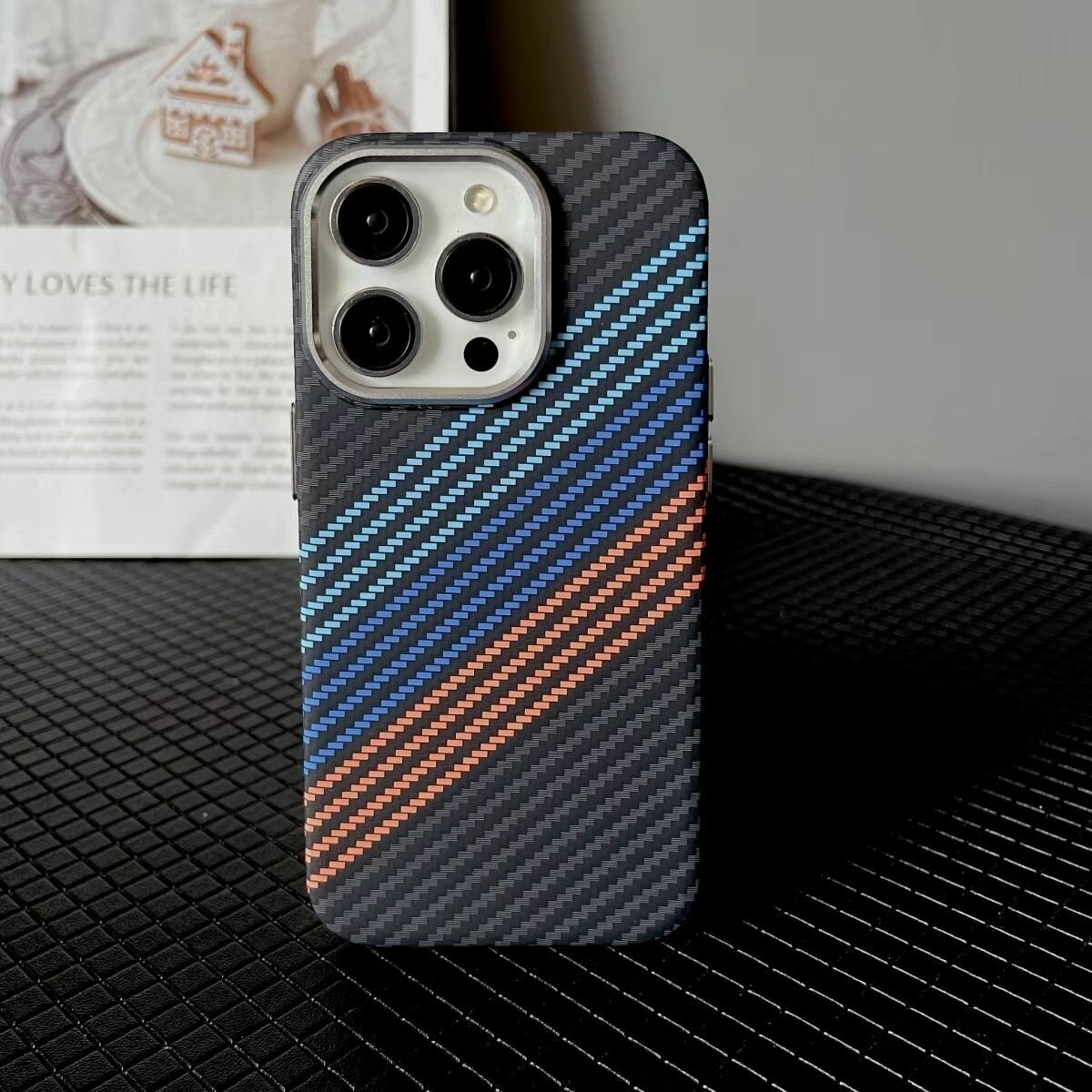 Карбоновый чехол на Айфон 15 про макс iPhone 15 Pro Max KZDOO Keivlar из кевлара