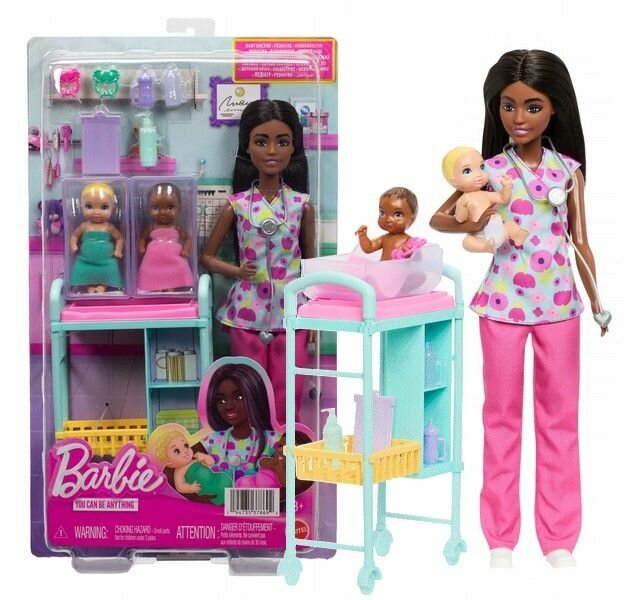 Игровой набор Mattel Barbie - Набор врача-педиатра, с двумя младенцами и аксессуарами - Барби JMK13