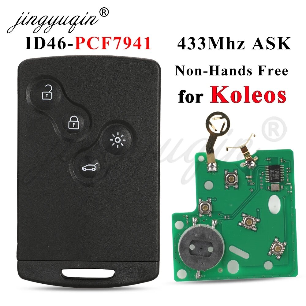Jingyuqin Ключ Renault Koleos 433MHz ID46 PCF7941, Full Key