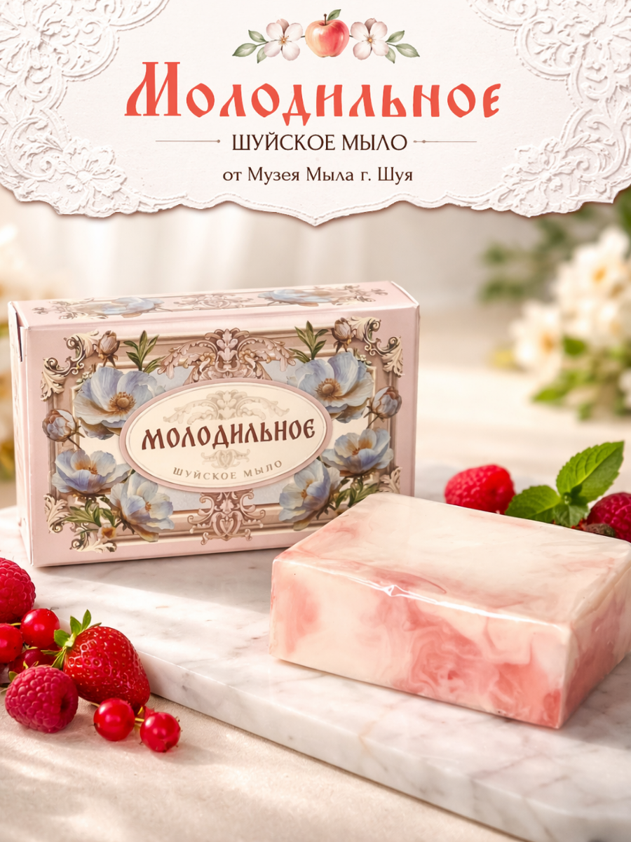 Мыло Ягодная карамель от Музея Мыла Молодильное ручной работы шуйское