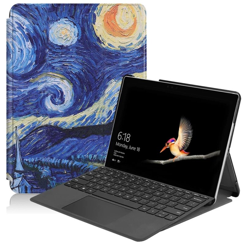 Защитный чехол для Microsoft Surface Go с закаленным стеклом в дизайне «Звездное небо»