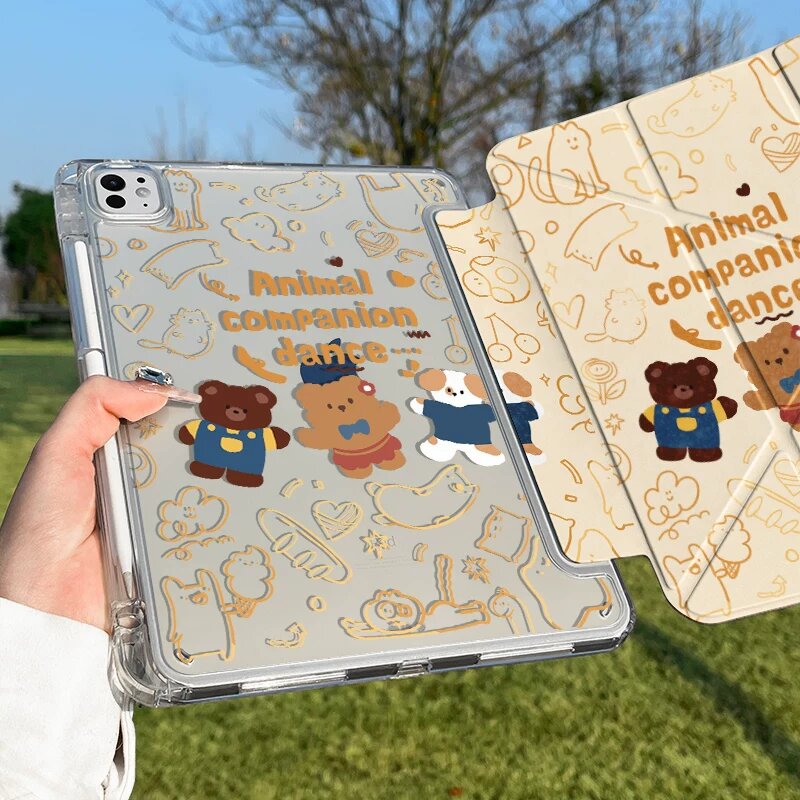 Чехол для iPad 2019/2020/2021 10.2-дюймов, с поддержкой Y-образной опоры, узор «Партнерский вечеринка», легкий и