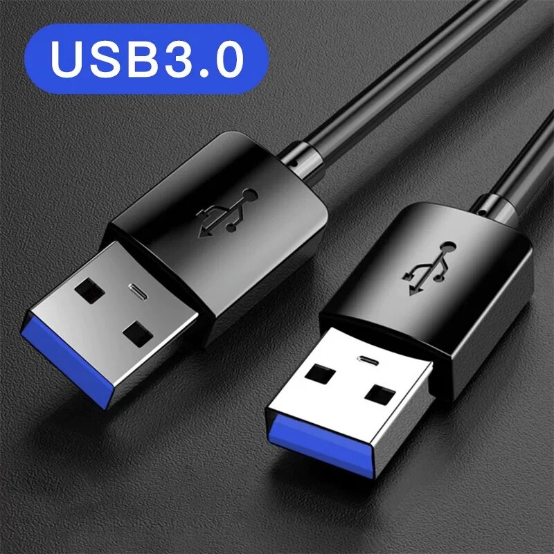 USB 3.0 Двойной конец Type-A кабель 2 м для ноутбука ПК быстрая зарядка и передача данных черный