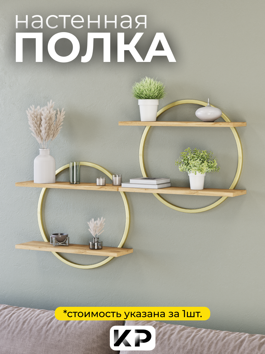 Настенная полка Loft, круглая, стиль Loft, для книг и декора