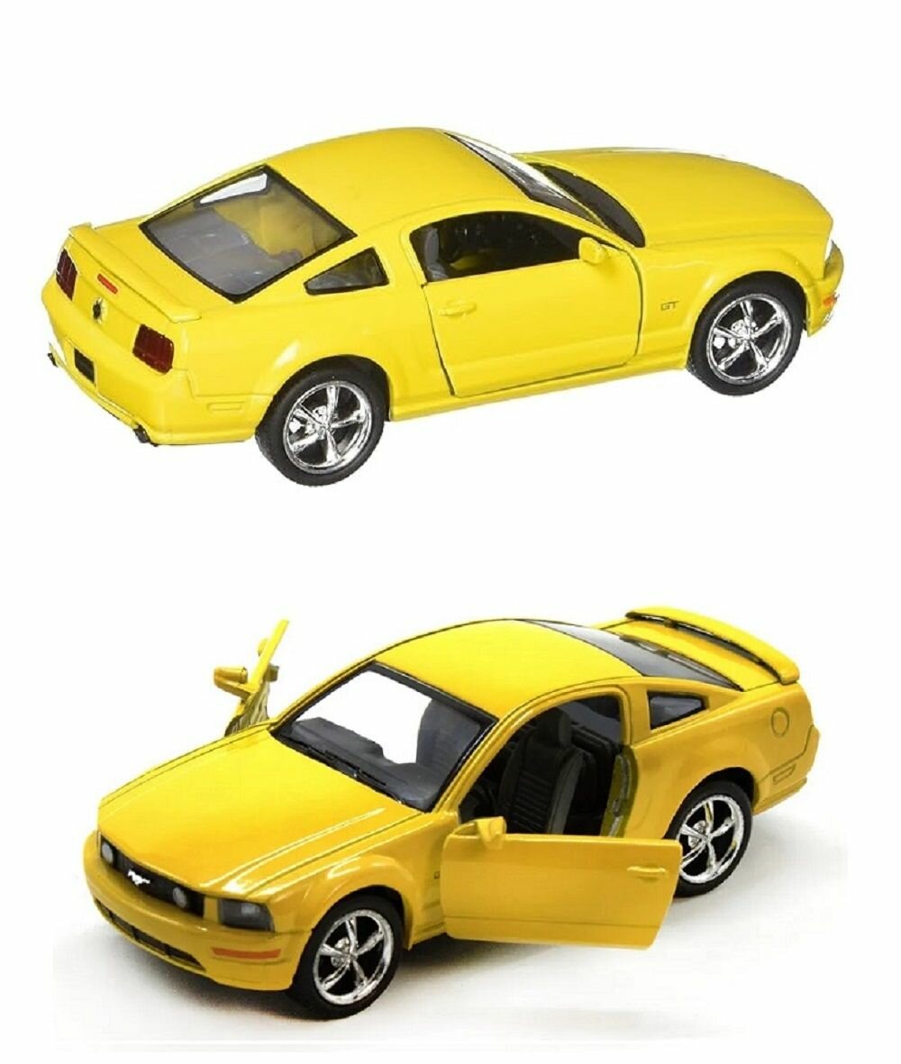 Модель машины Kinsmart "Ford Mustang GT 2006", масштаб 1:36, желтая, инерционная