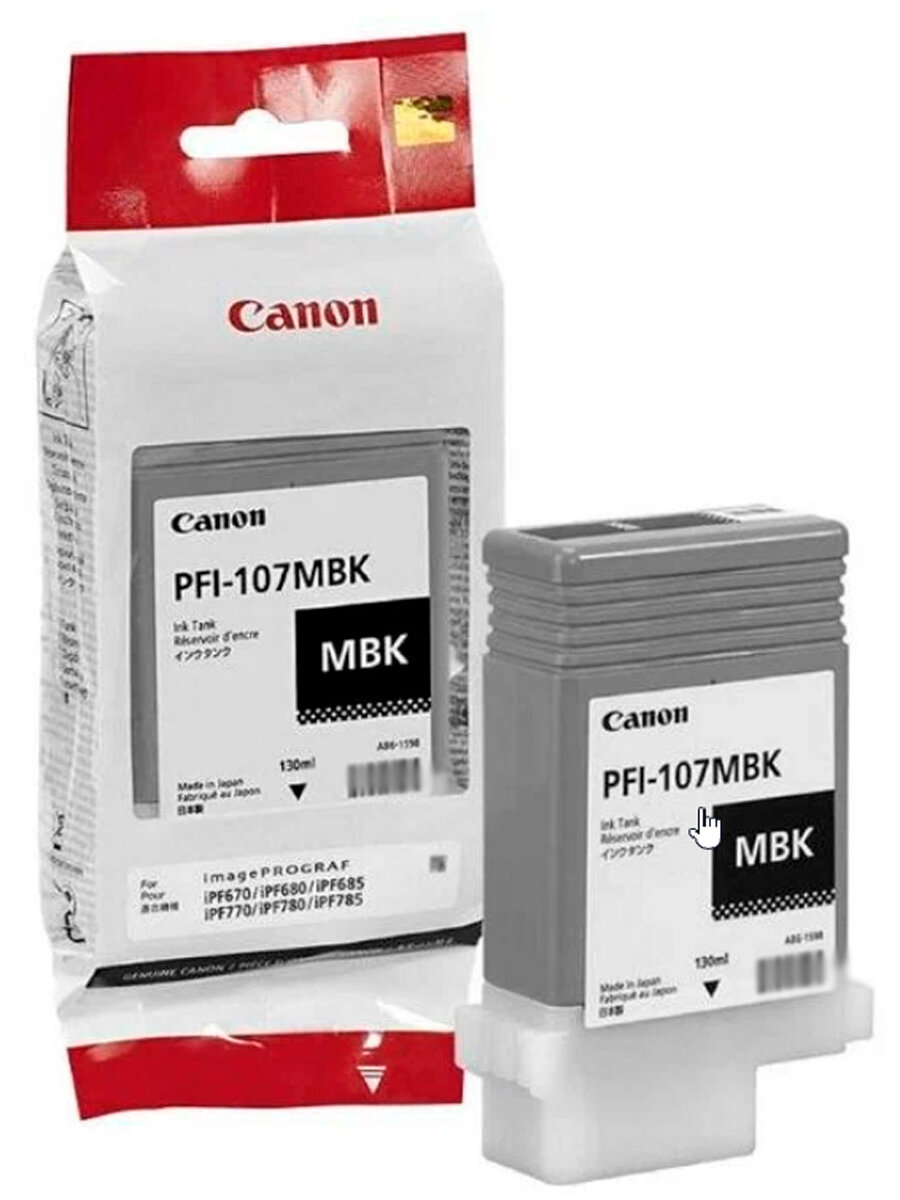 Картридж Canon PFI-107MBK, для принтеров Canon, струйный, чёрный матовый, 130мл