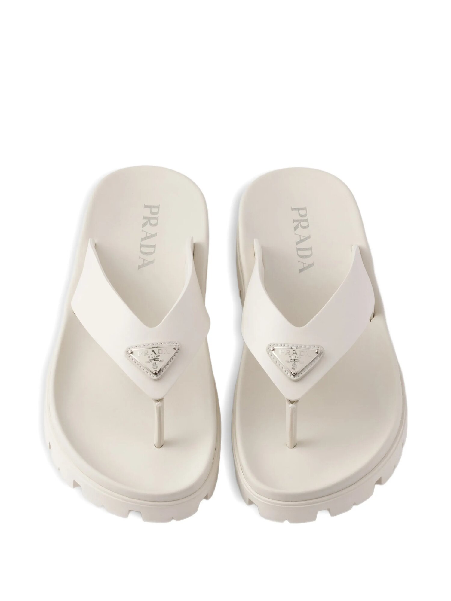 Босоножки Prada Rubber thong sandals, размер 10 US, бежевый/белый — фото 1