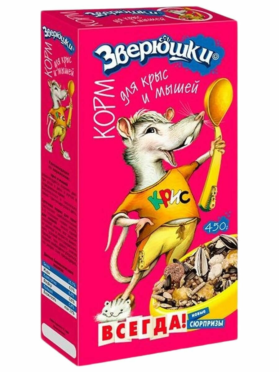 Корм для крыс и мышей зверюшки 450г