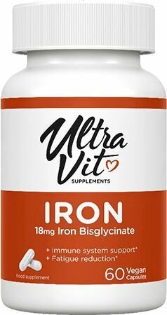ULTRAVIT Iron 60 капсул. Для энергии, от анемии. Произведено в Великобритании