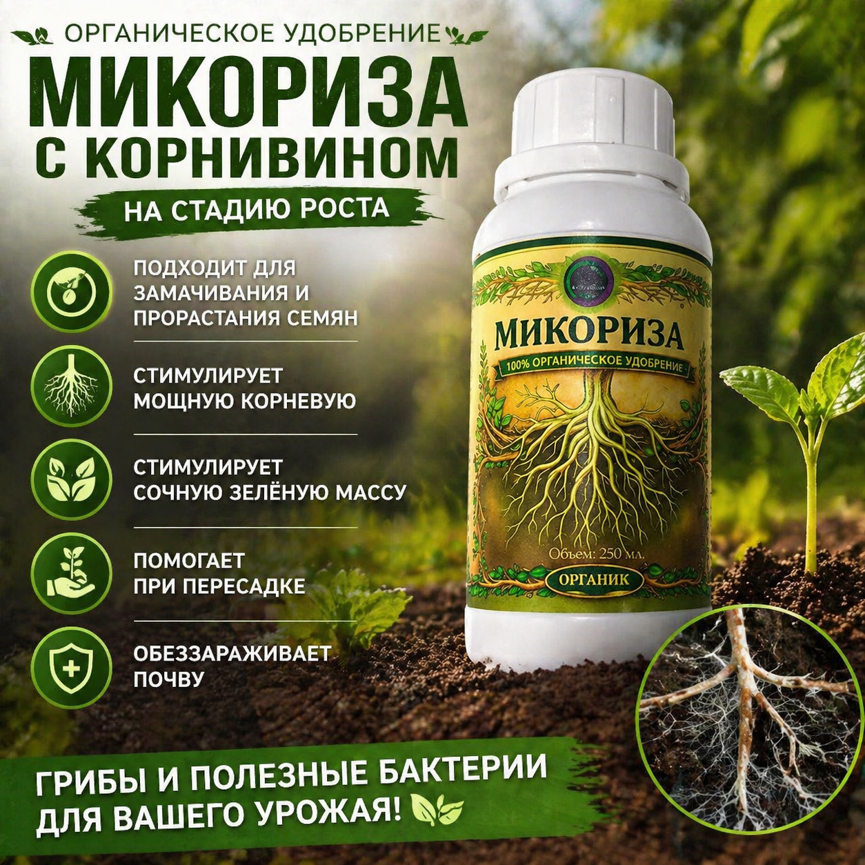 Удобрение 500мл Микориза корнивин стимулятор корнеобразования