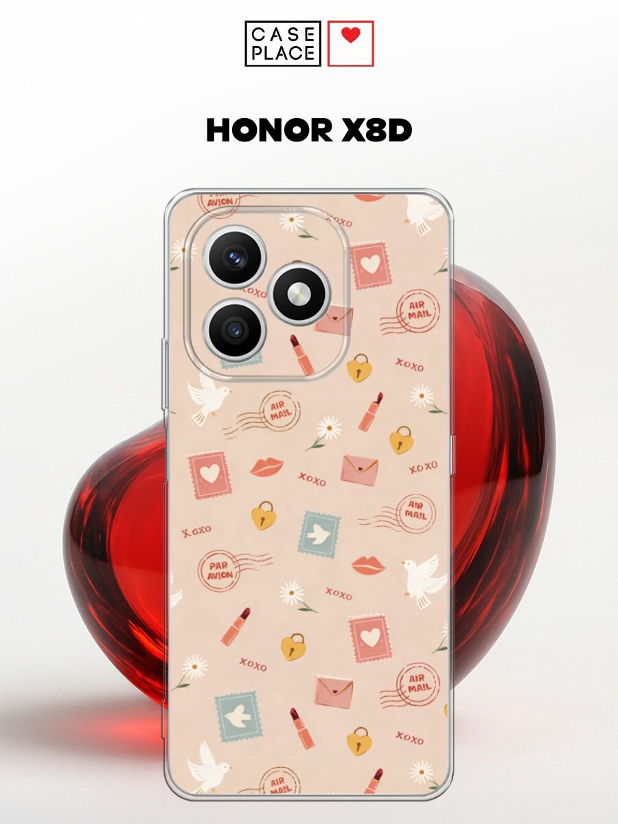 Силиконовый чехол на Honor X8d / Хонор X8d с принтом Почтовый узор