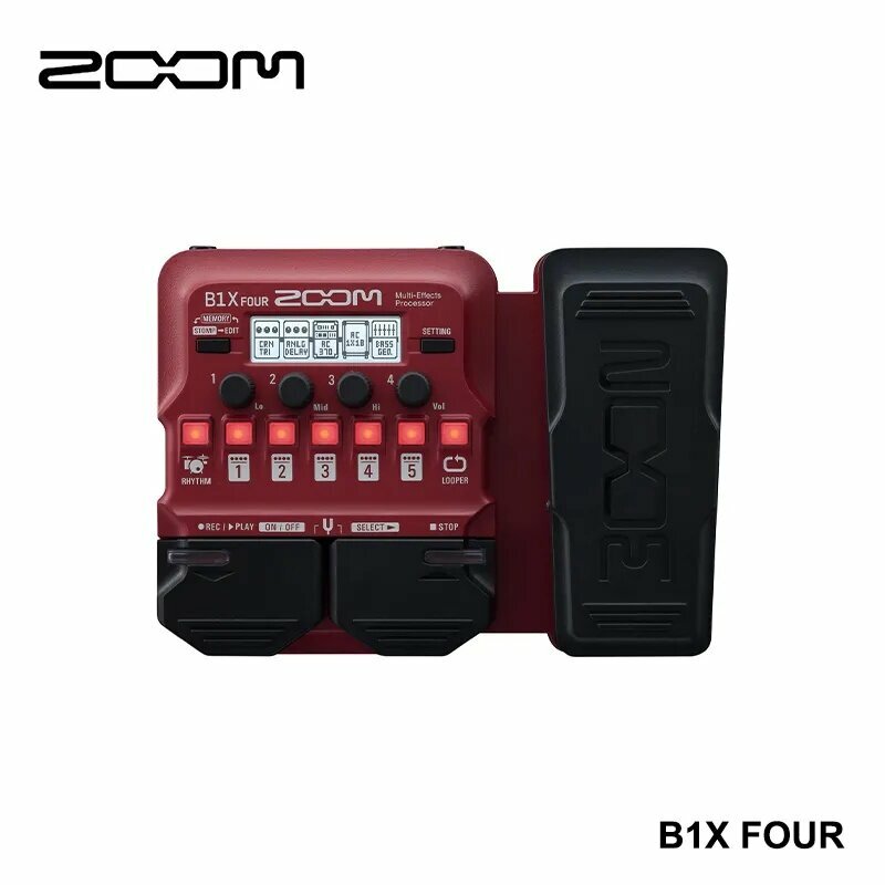 Zoom B1X FOUR / Басовый процессор мультиэффектов с педалью экспрессии, более 70 встроенными эффектами