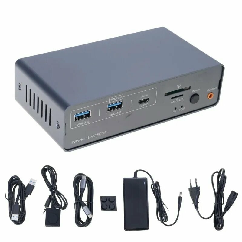 (1 комплект) Док-станция-расширитель KVM с DisplayPort, модель SW523 (евровилка)