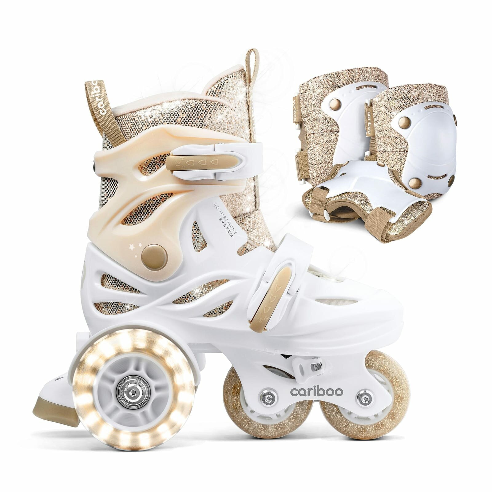 DECATHLON ролики cariboo ballerina, xs, розовый, с защитой в комплекте