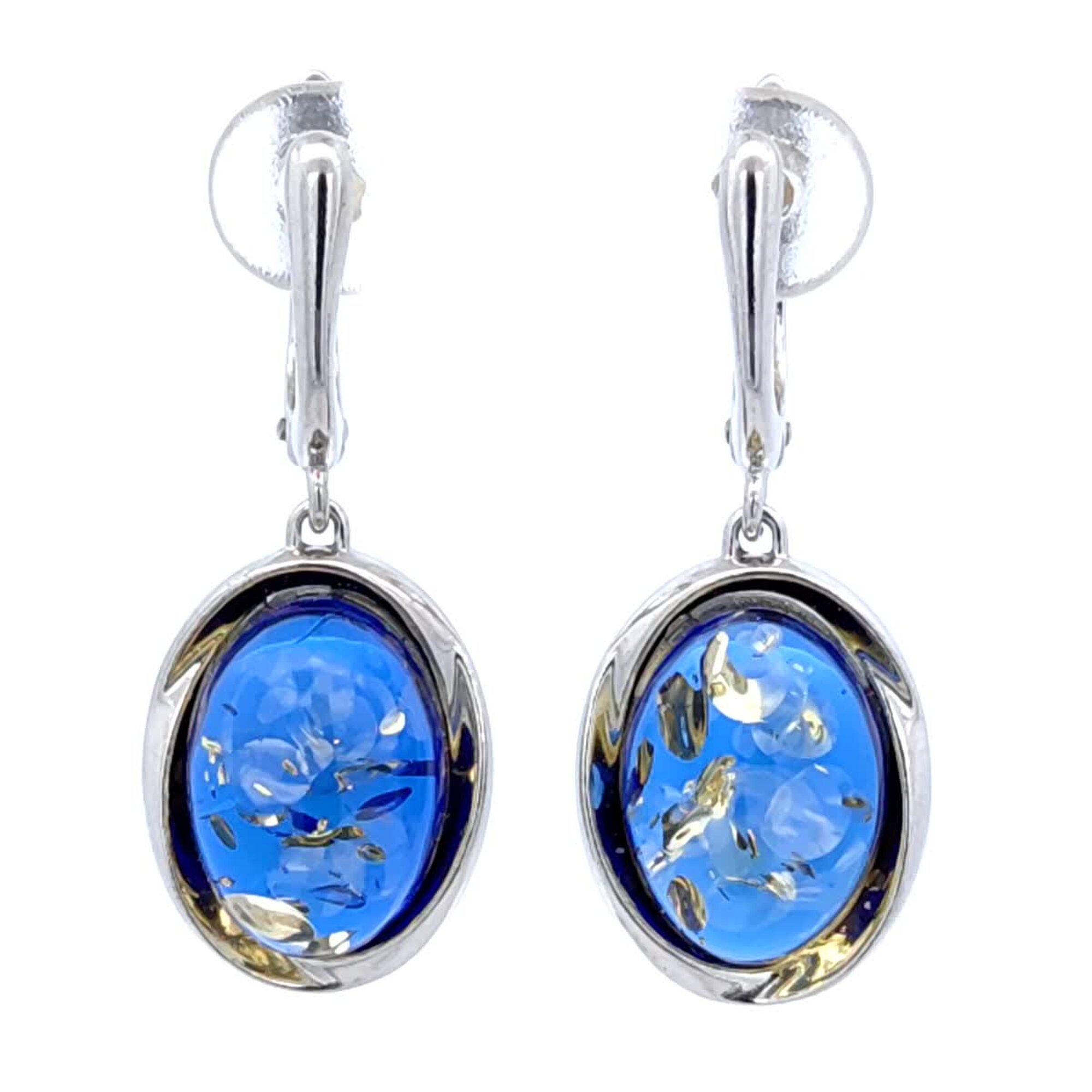 Серьги, серебро, 925 проба, родирование, янтарь