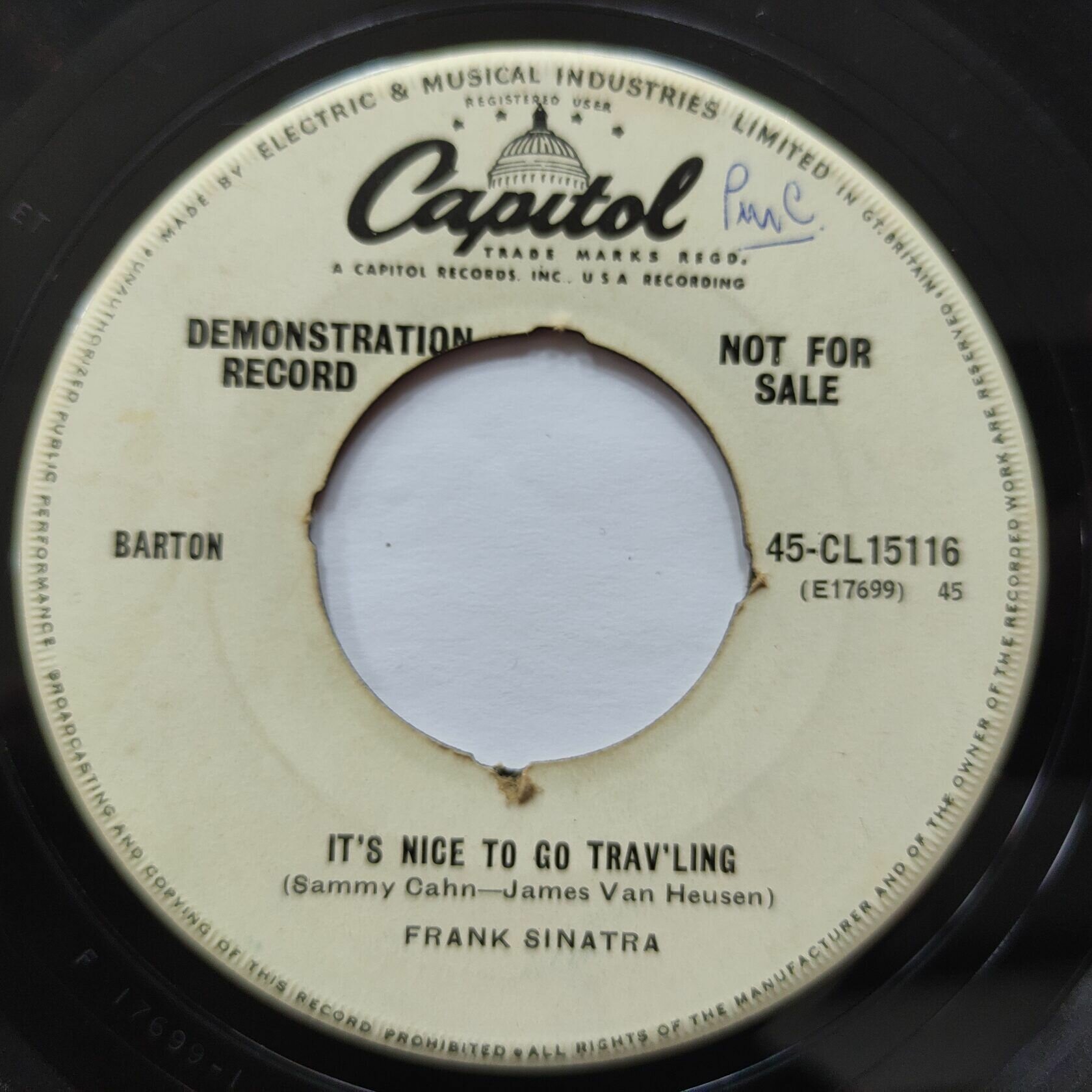 Пластинка Frank Sinatra "It's Nice To Go Trav'ling" 7" (Single/UK/1960) VG/VG