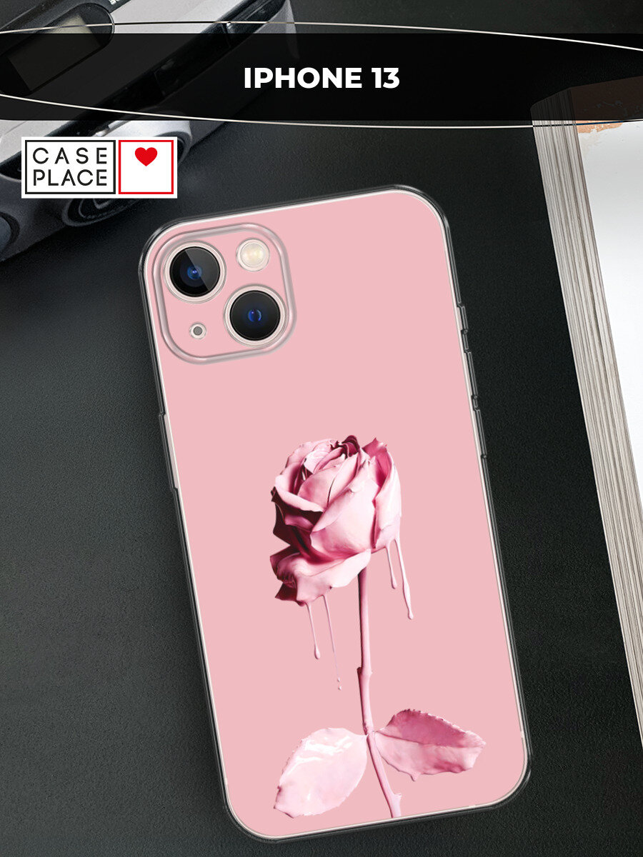Чехол на Apple iPhone 13 / Айфон 13 с принтом Роза в краске
