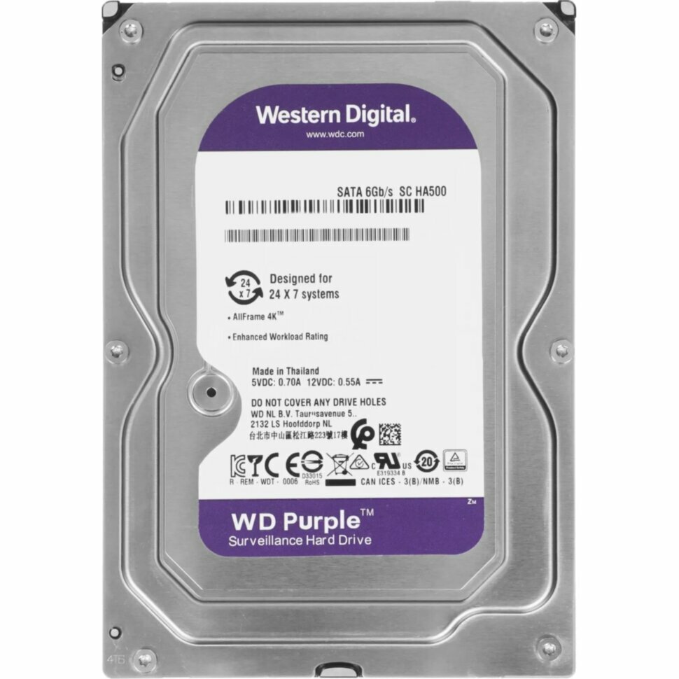 Жесткий диск WD Purple Pro 4TB 3,5 128MB(WD44PURZ), 2476971