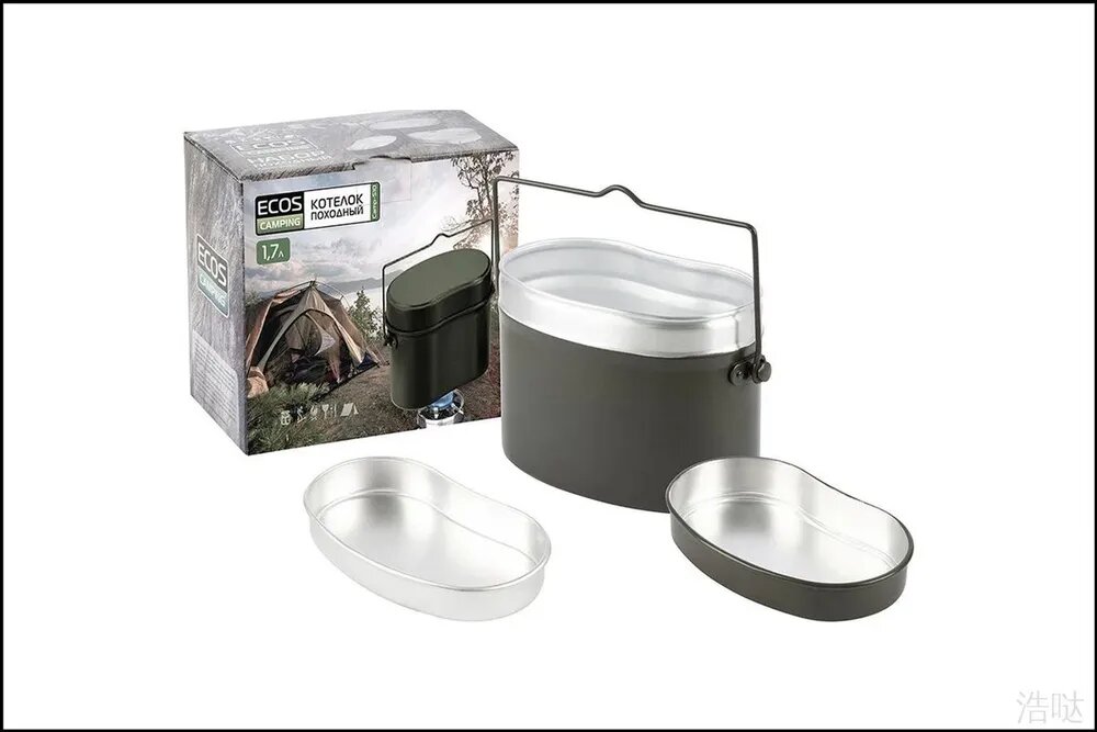 Туристический котелок Ecos Camp-S10 1.7 л, алюминиевый, с порошковым покрытием и крышкой