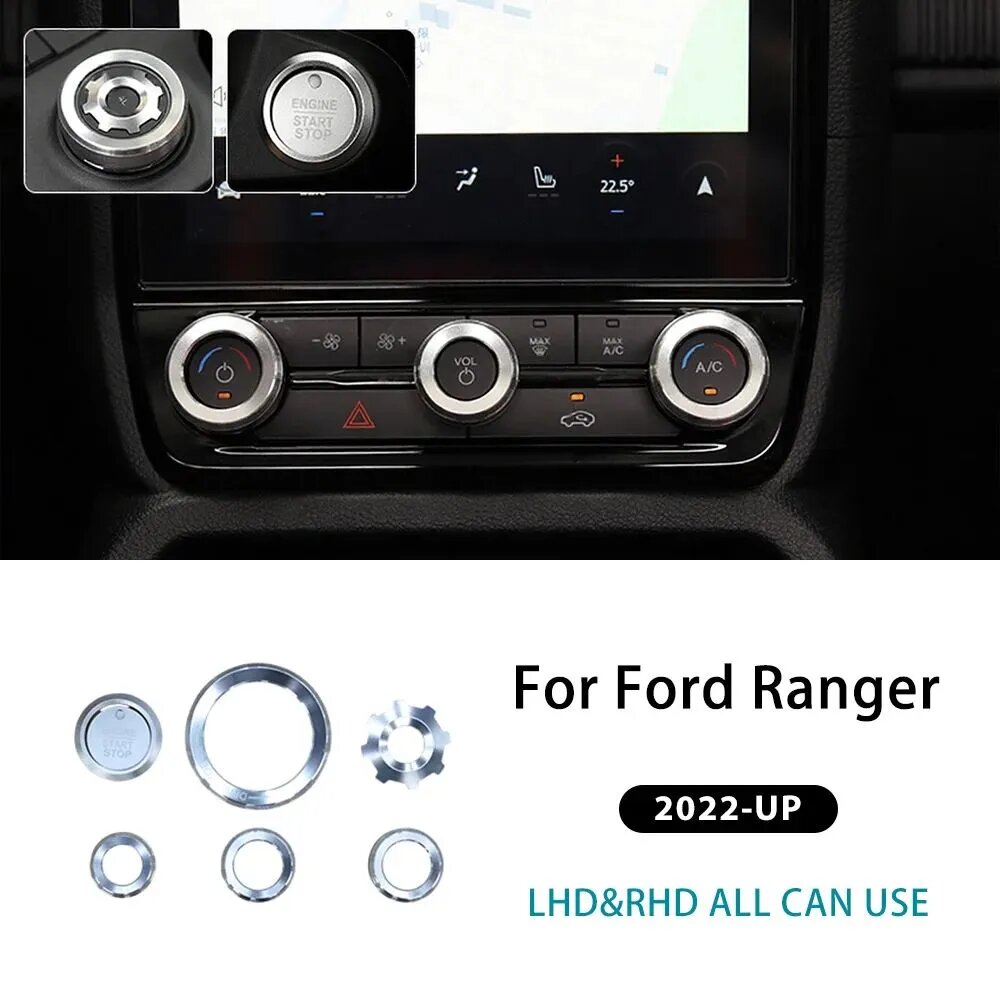 Декоративный комплект накладок на кнопки из алюминиевого сплава для Ford Ranger T9 2022 2025