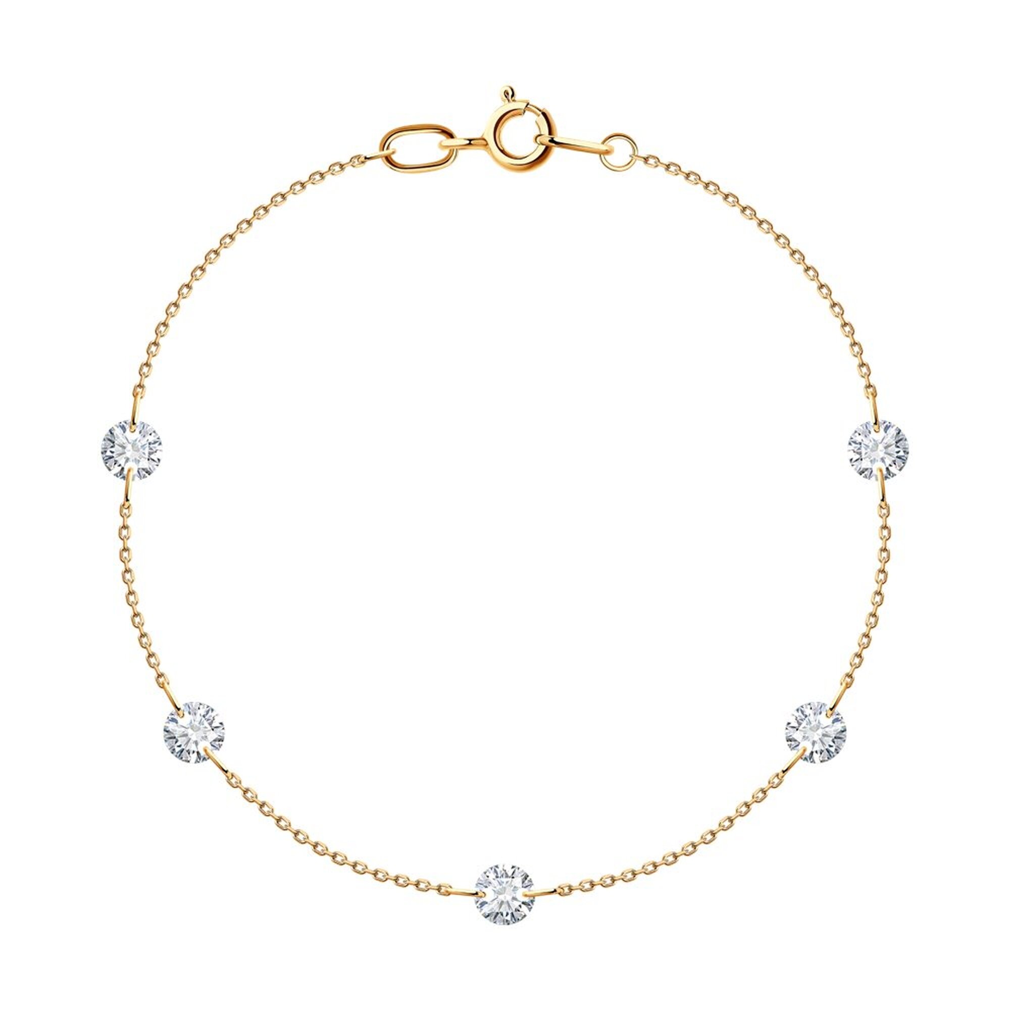 Браслет Diamant online, красное золото, 585 проба, фианит