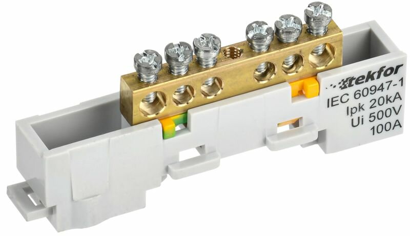 Шина PE "земля" неизол. на универс. держ. 6х9-6-Ж TEKFOR IEK TF-NN10-06-DL-K05