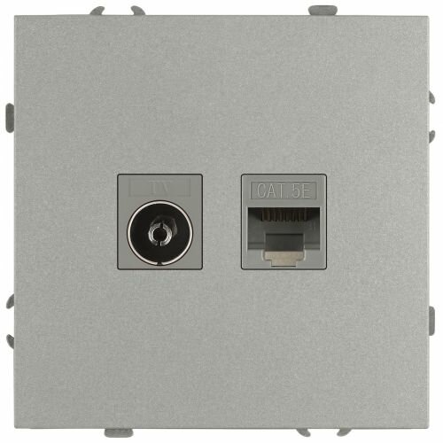 Розетка комбинированная СП Galaxy RJ45 + TV 16А IP20 250В алюм. Эра Б0070780