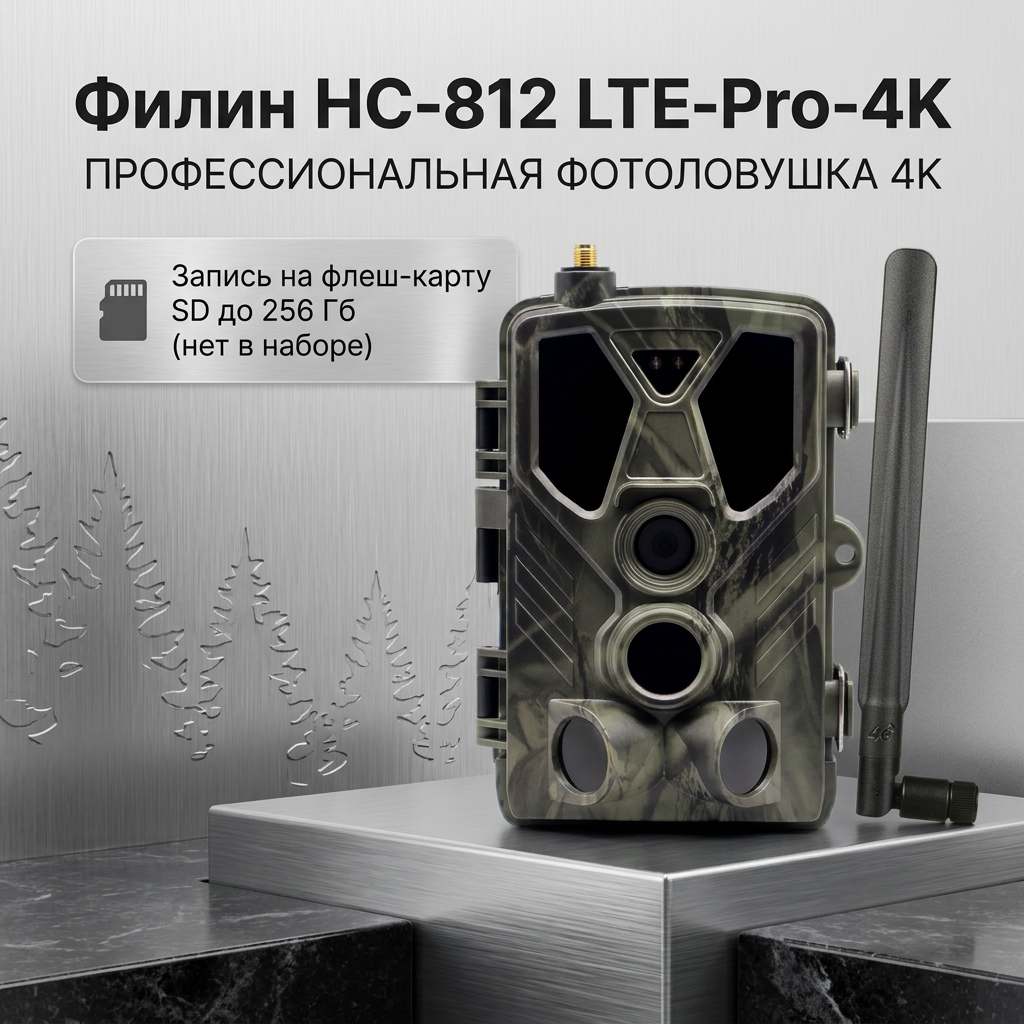 Уличная 4К фотоловушка 4G для охоты Филин HC-812 LTE-Pro-4K