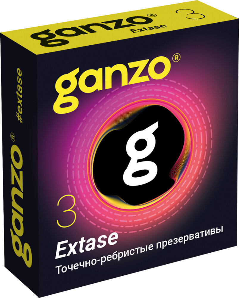 Презервативы GANZO Extase точечно-ребристые №3, натуральный латекс