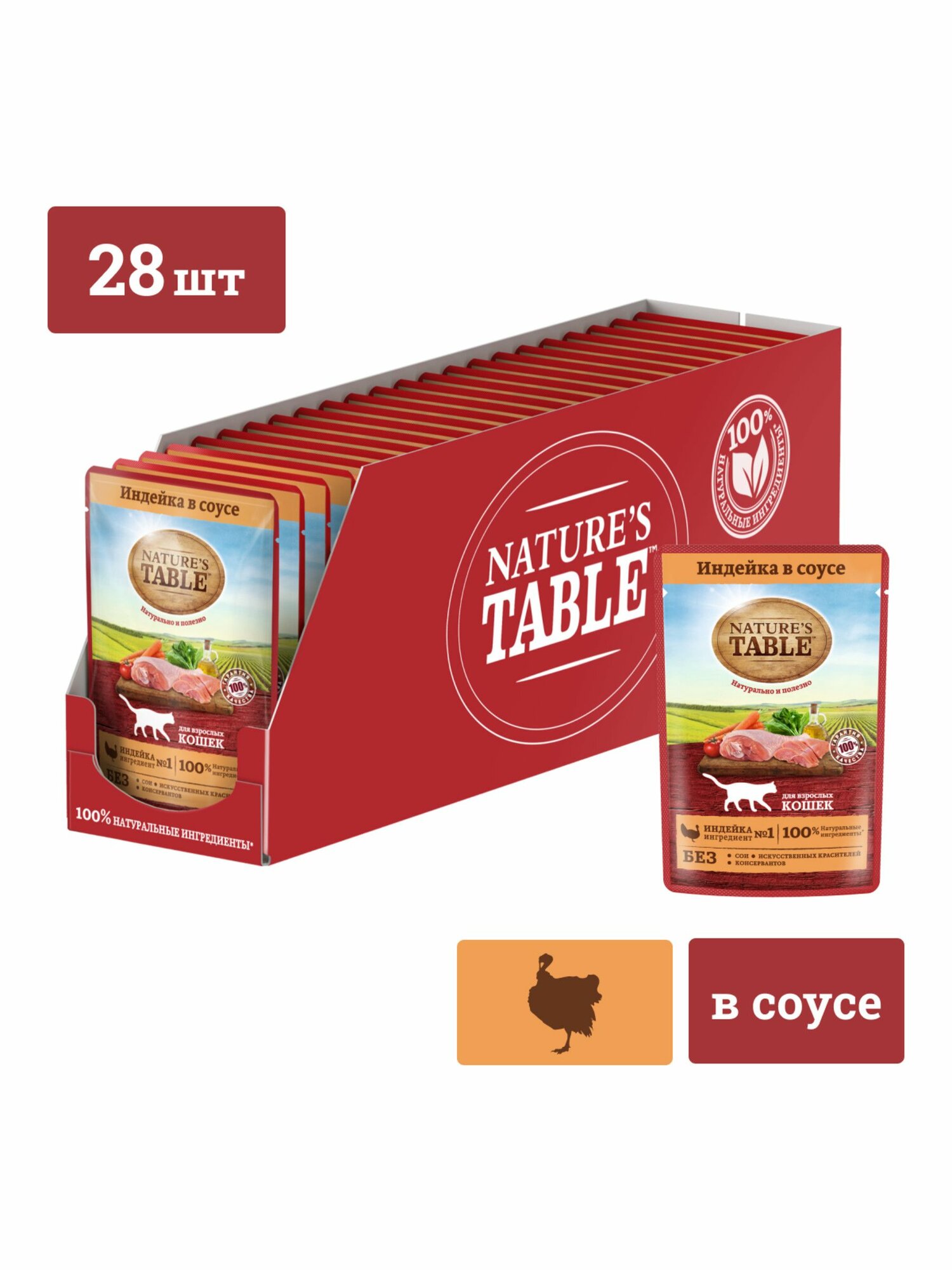 Влажный корм для кошек Nature’s Table индейка в соусе 28 шт по 85 г