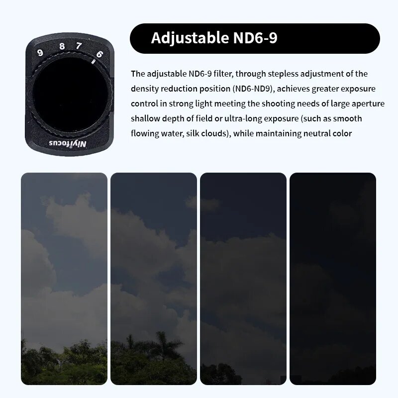 ND6-9 регулируемый фильтр NiYi для DJI OSMO Pocket 3/4