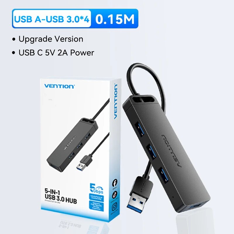 Vention USB 3.0 концентратор 4 порта, 0.15M