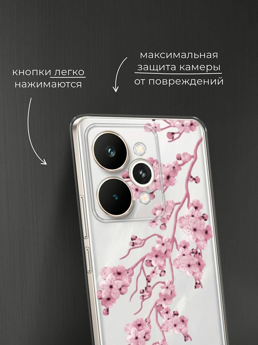 Силиконовый чехол на Realme 15 Pro / Реалми 15 Про с принтом Розовая веточка сакуры — фото 1