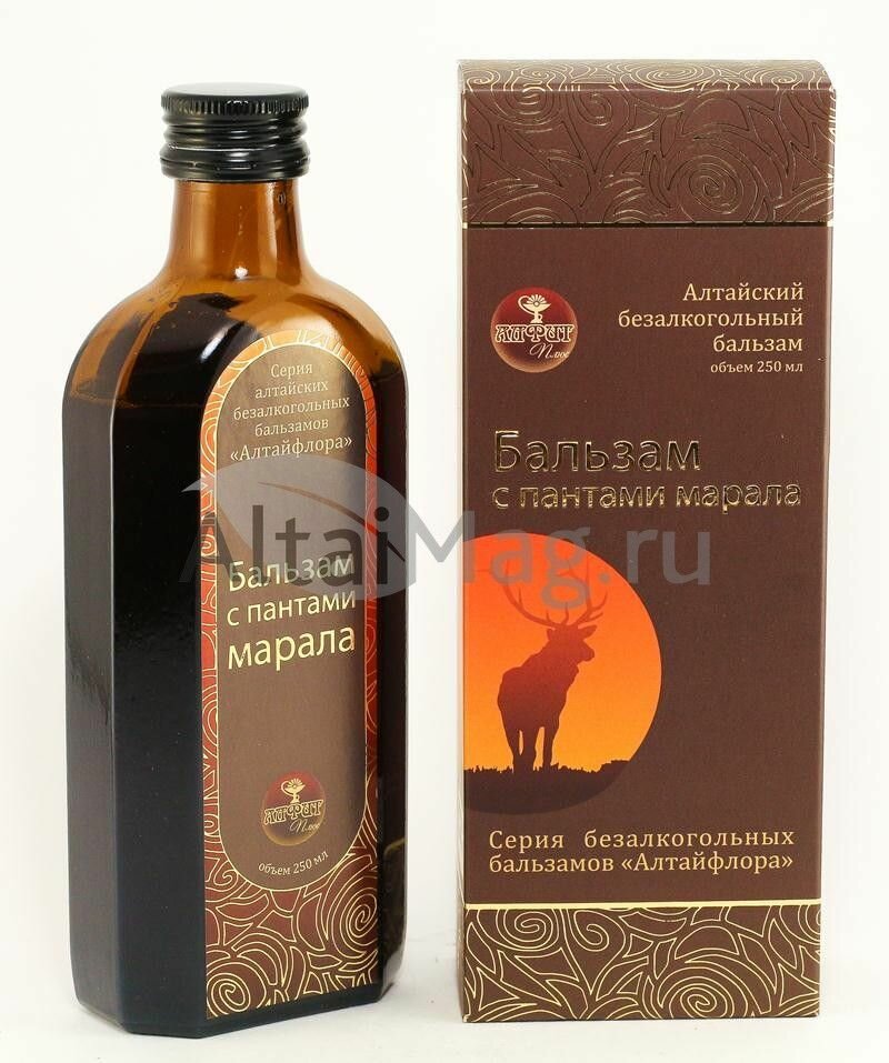 Питьевой бальзам Алфит Плюс Алтайфлора с Пантами марала 250 мл, на травах, безалкогольный, без сахара